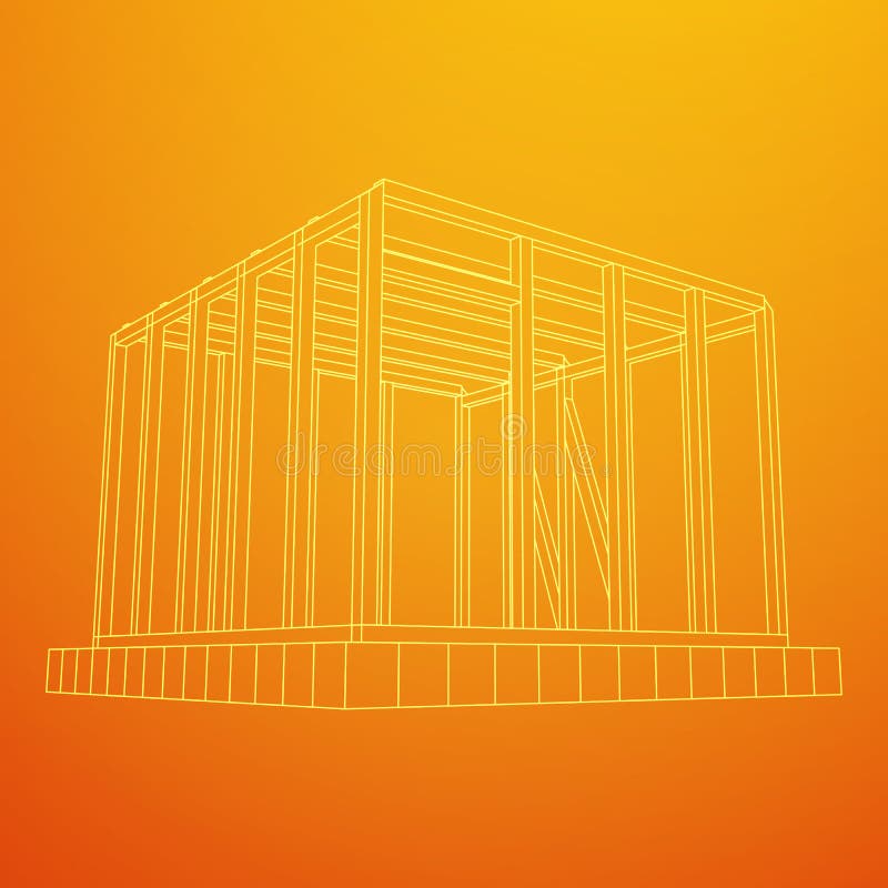 Wireframe framing house stock vector. Illustration of building - 120971084