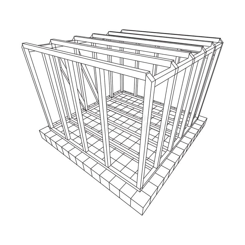 Wireframe framing house stock vector. Illustration of cabin - 121138047