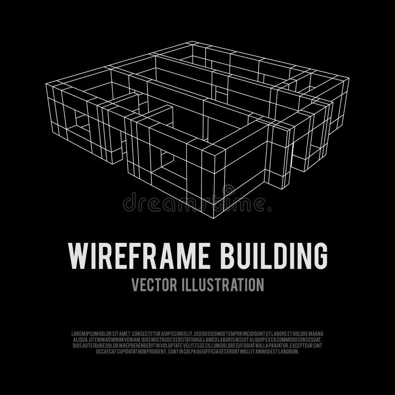 Wireframe Architecture Building. Stock Vector - Illustration of ...