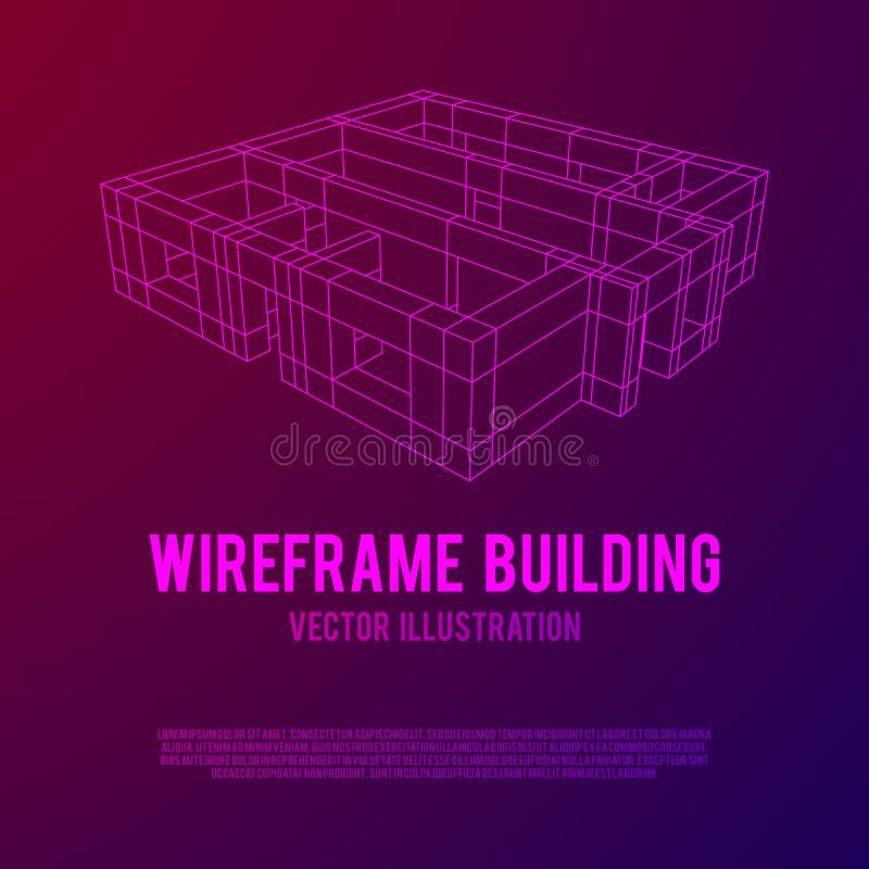 Wireframe Architecture Building. Stock Vector - Illustration of mesh ...
