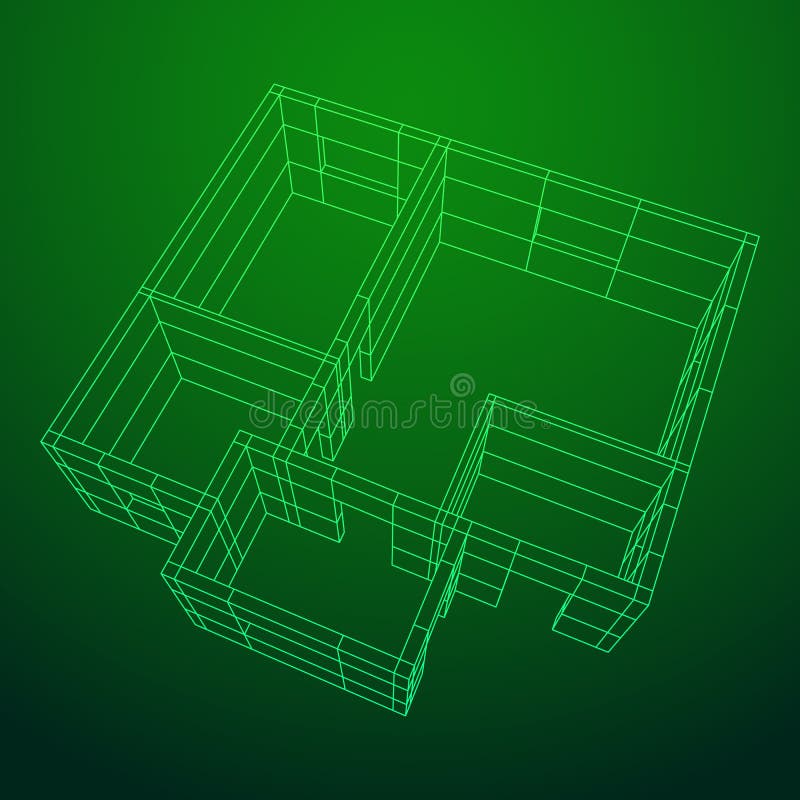 Wireframe Architecture Building. Stock Vector - Illustration of ...