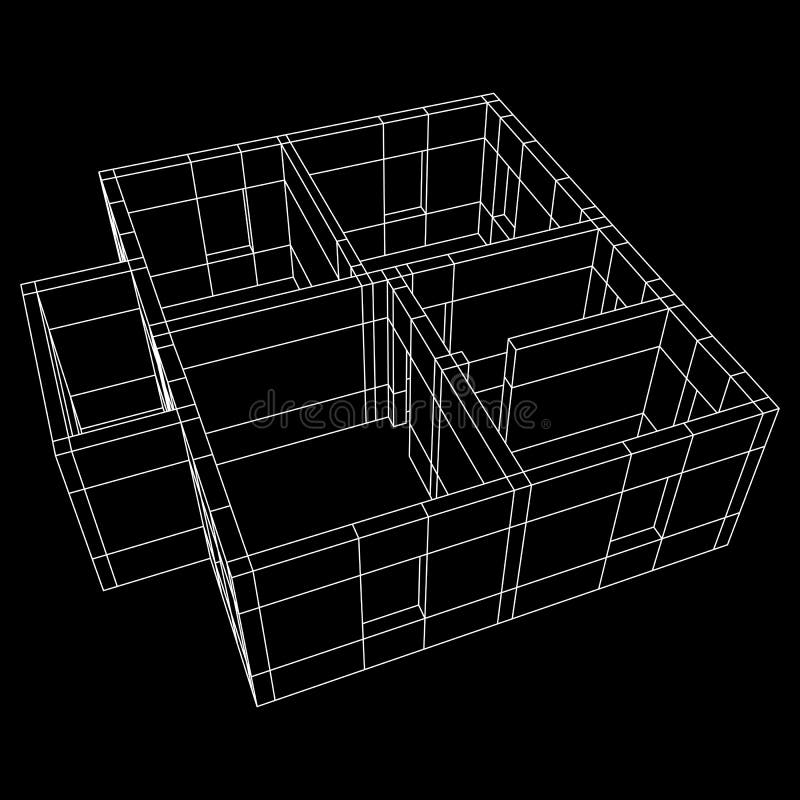 Wireframe Architecture Building. Stock Vector - Illustration of ...