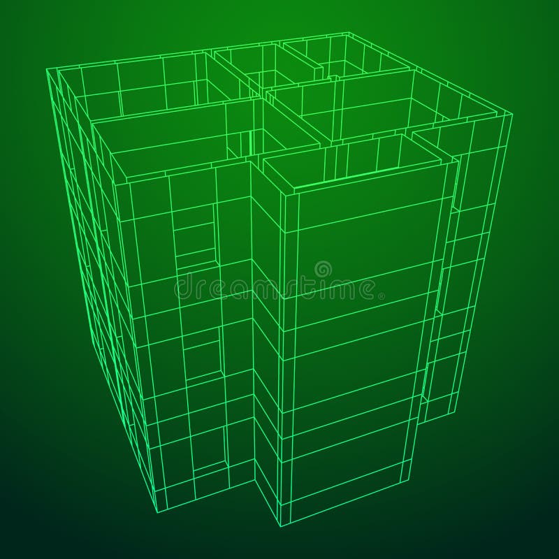 Wireframe Architecture Building. Stock Vector - Illustration of ...