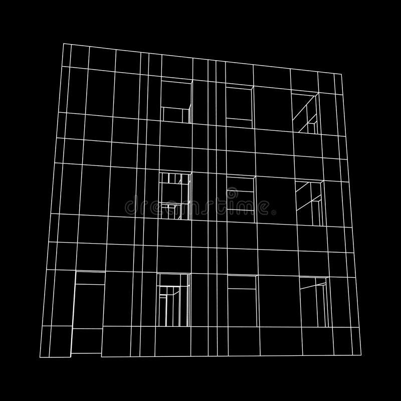 Wireframe Architecture Building. Stock Vector - Illustration of mesh ...