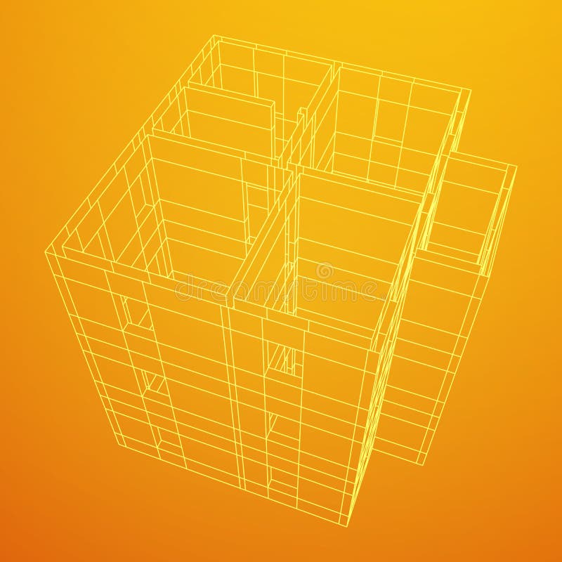 Wireframe Architecture Building. Stock Vector - Illustration of poly ...