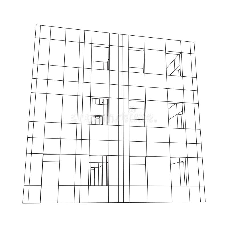 Wireframe Architecture Building. Stock Vector - Illustration of bank ...
