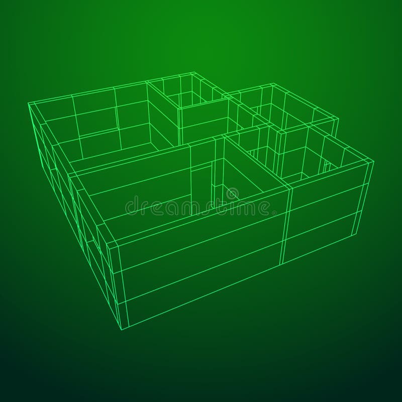 Wireframe Architecture Building. Stock Vector - Illustration of modern ...