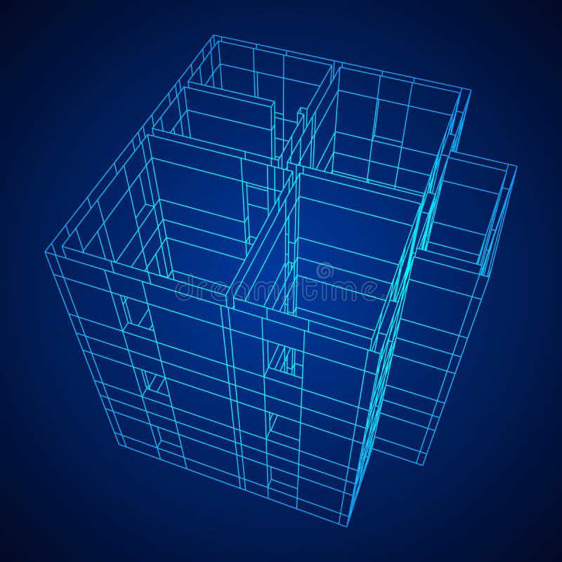 Wireframe Architecture Building. Stock Vector - Illustration of ...