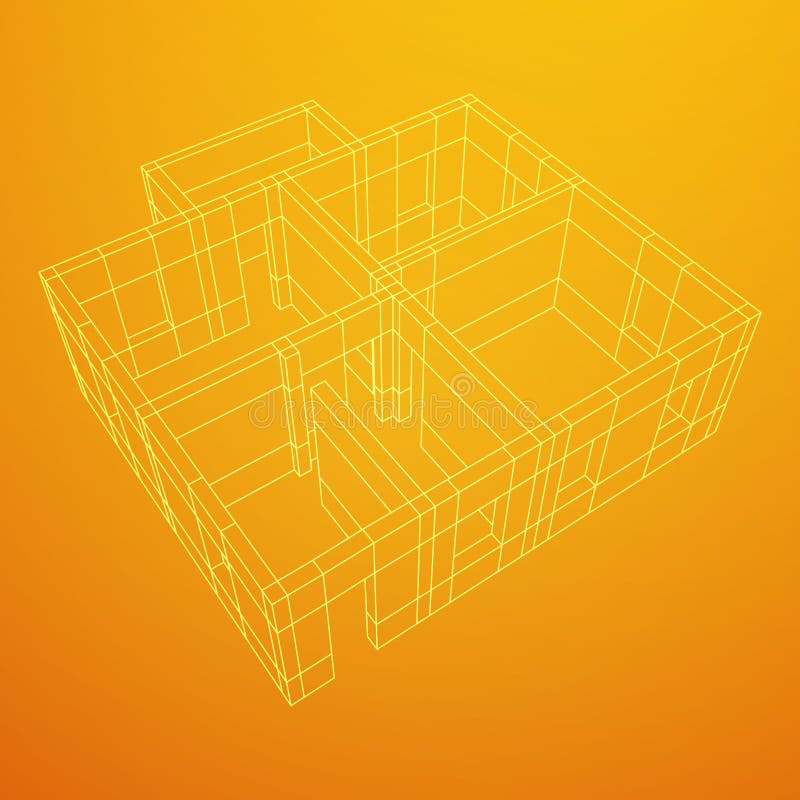 Wireframe Architecture Building. Stock Vector - Illustration of ...
