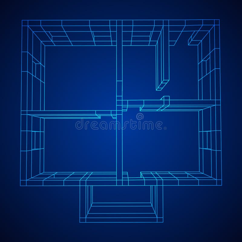Wireframe Architecture Building. Stock Vector - Illustration of ...