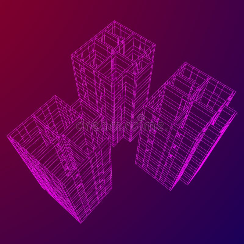Wireframe Architecture Building. Stock Vector - Illustration of ...