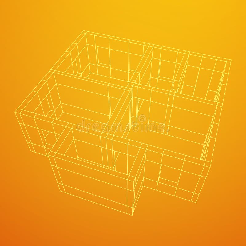 Wireframe Architecture Building. Stock Vector - Illustration of ...
