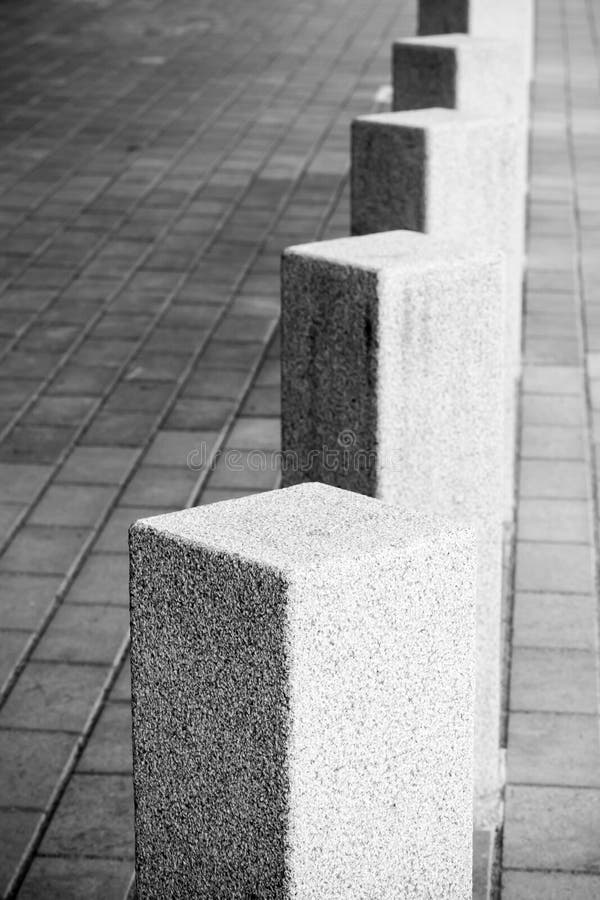 Abstract Architecture Composition, White Square Bollards Stock Image ...