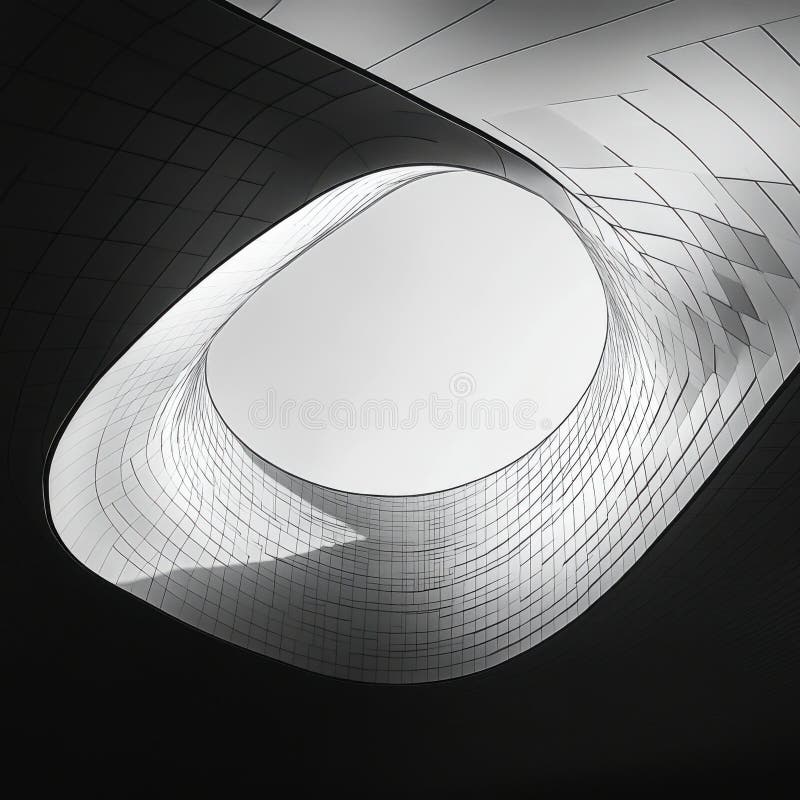 Abstract Architecture with Curved Lines and Open Space Geometry Stock ...