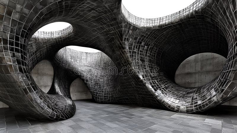 Abstract Architecture with Curved Walls Stock Illustration ...