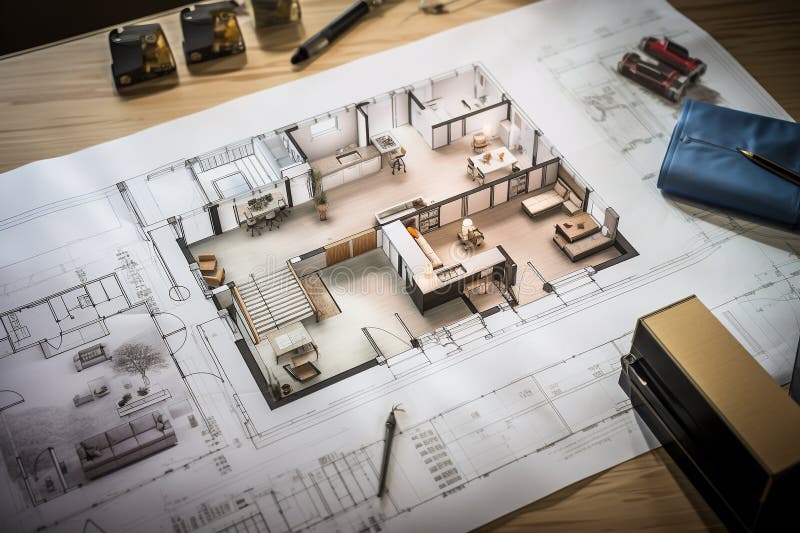Abstract Architecture Drawing and Planning Background Illustration ...