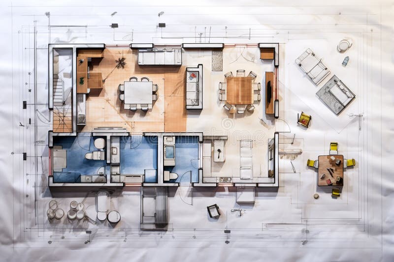 Abstract Architecture Drawing and Planning Background Illustration ...