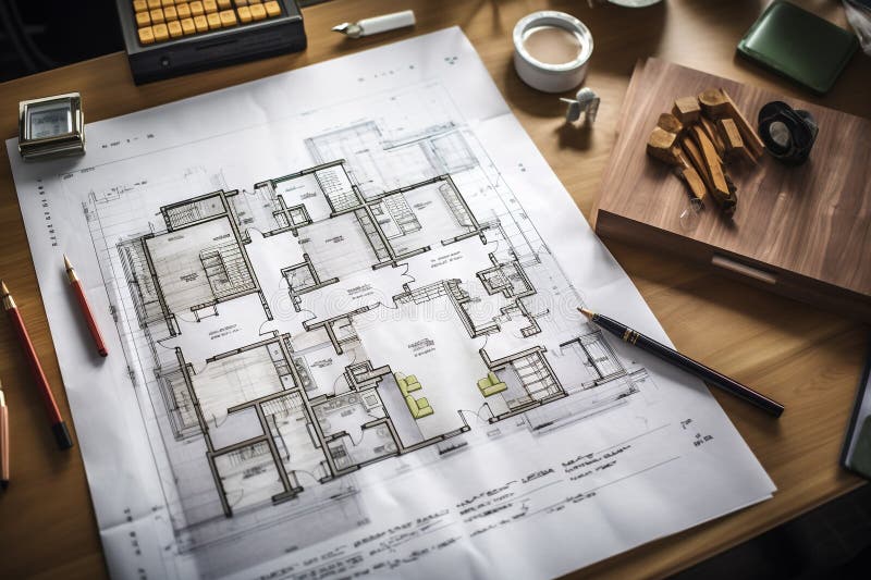 Abstract Architecture Drawing and Planning Background Illustration ...