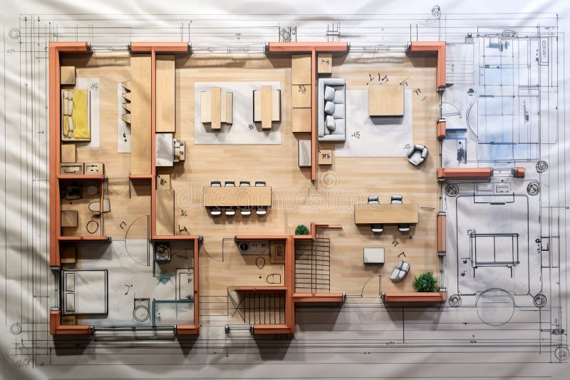 Abstract Architecture Drawing and Planning Background Illustration ...
