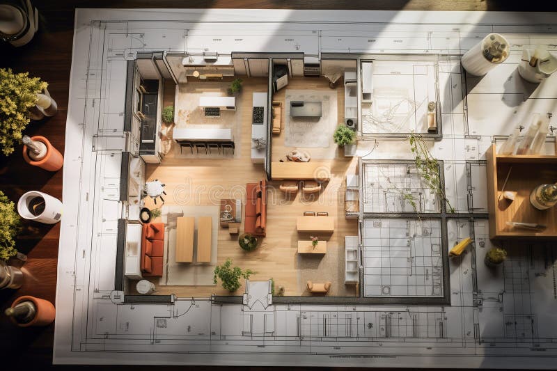 Abstract Architecture Drawing and Planning Background Illustration ...