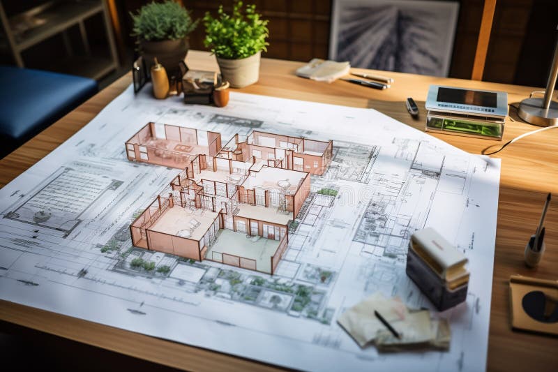 Abstract Architecture Drawing and Planning Background Illustration ...