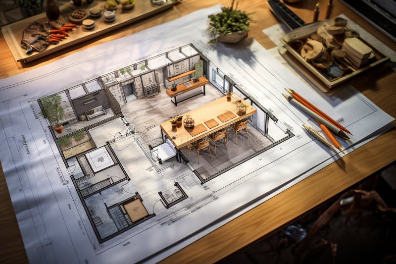 Abstract Architecture Drawing and Planning Background Illustration ...