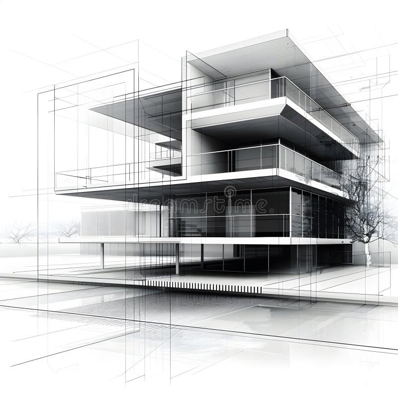 Abstract Architecture in Drawing Style. Stock Illustration ...