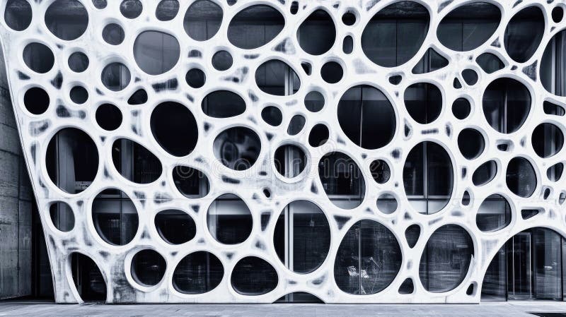 Abstract Architecture Featuring a Unique Facade with Circular Patterns ...