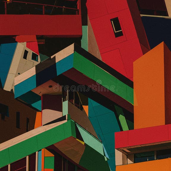 Abstract Architecture Featuring Vibrant, Geometric Structures with ...