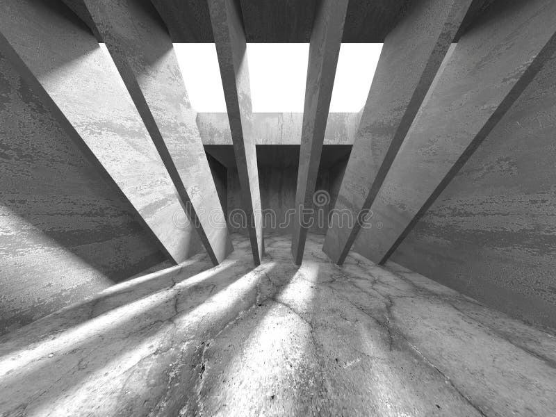 Abstract Architecture Interior Background. Empty Concrete Room Stock ...