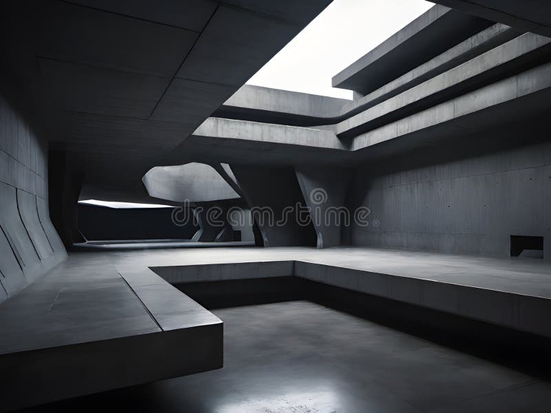 Abstract Architecture Interior Background. Empty Concrete Room Stock ...