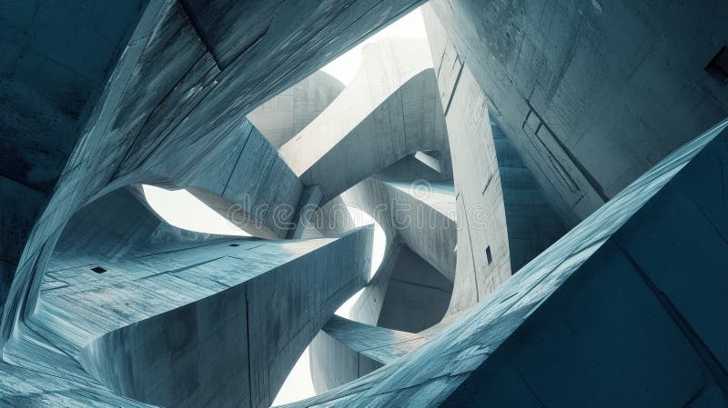 Abstract Architecture with Interlocking Concrete Forms Stock Image ...