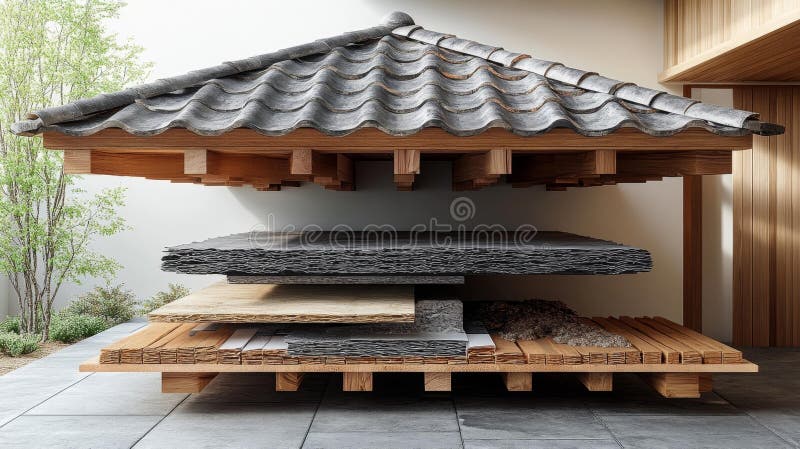 Abstract Architecture: Layered Roof Structure Stock Illustration ...