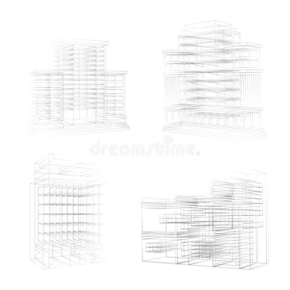 Abstract Architecture Building Line Drawing Stock Illustrations ...