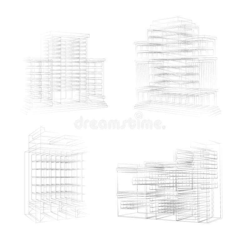 Abstract Architecture Building Line Drawing Stock Illustrations ...