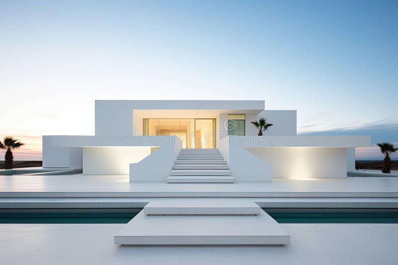 Abstract Architecture Modern Design. White Contemporary and Minimalist ...
