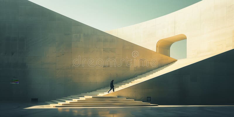 Abstract Architecture with Sharp Shadows, Sunlight and People Stock ...