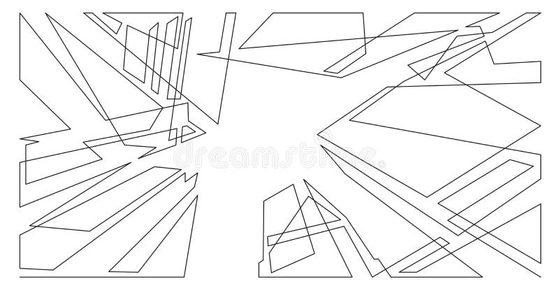 Abstract Architecture City Skyline with Trees - Single Line Vector ...