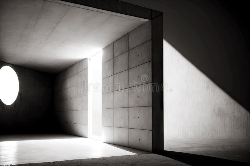 Abstract of Architecture Space with Concrete Block and Light. Stock ...