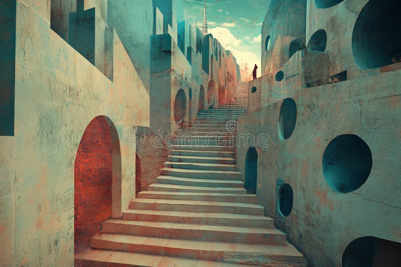Abstract Architecture with Stairs, Circles, and Unique Structures Stock ...