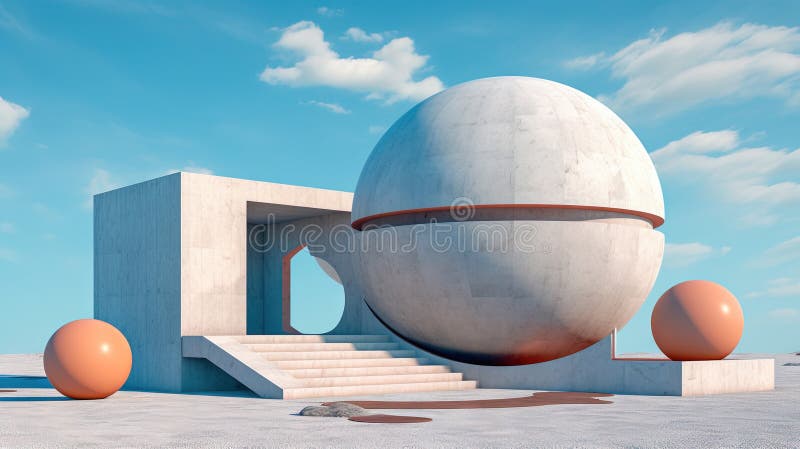 Abstract Architecture Surreal Building. Dream Scene with Epic ...