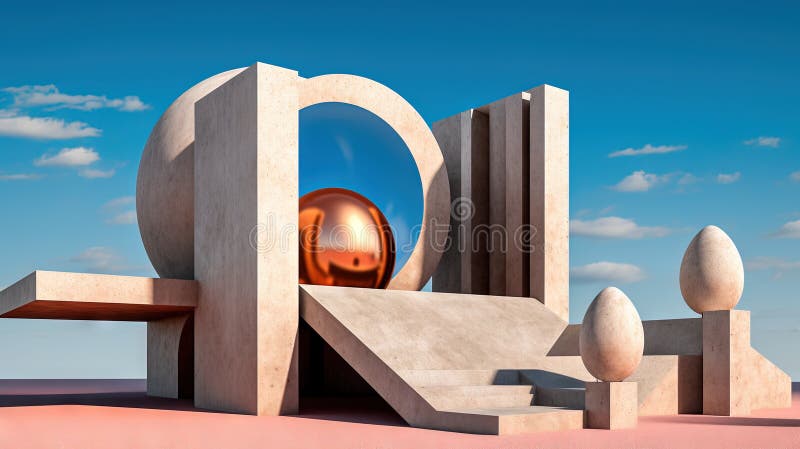 Abstract Architecture Surreal Building. Dream Scene with Epic ...