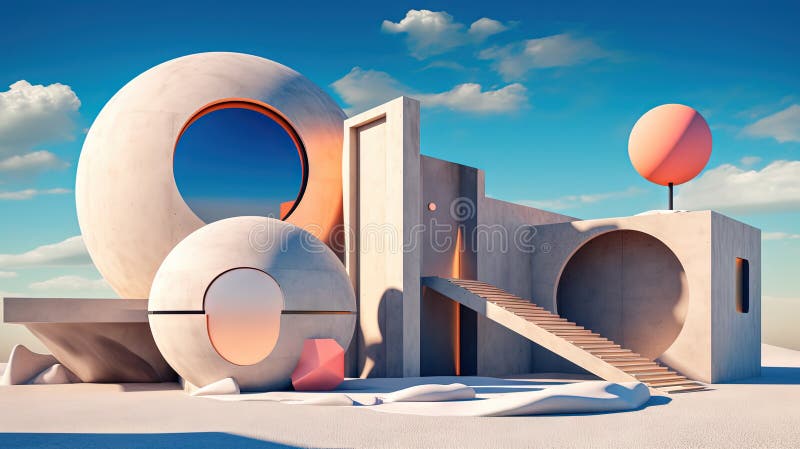 Abstract Architecture Surreal Building. Dream Scene with Epic ...