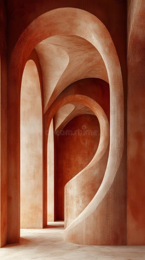 Abstract Architecture with Terracotta Arches. Stock Illustration ...