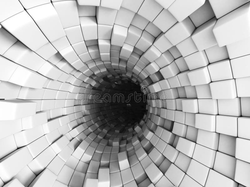 Abstract Architecture Tunnel with Light Background Stock Illustration ...