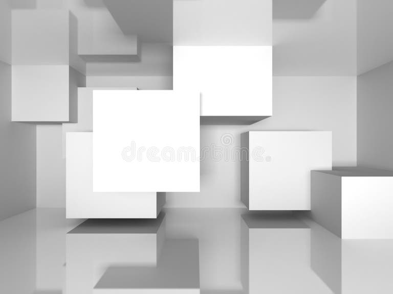 Abstract Architecture White Blocks Background Stock Illustration ...