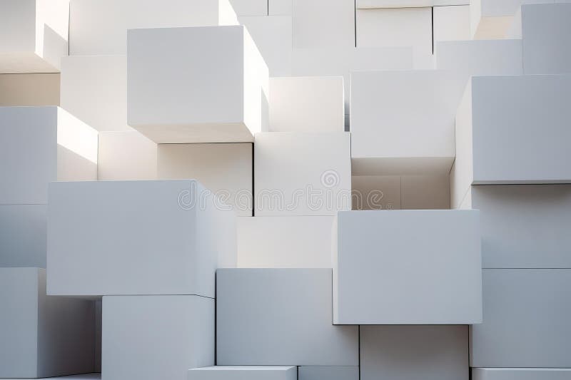 Abstract Architecture of White Cubes Stock Illustration - Illustration ...