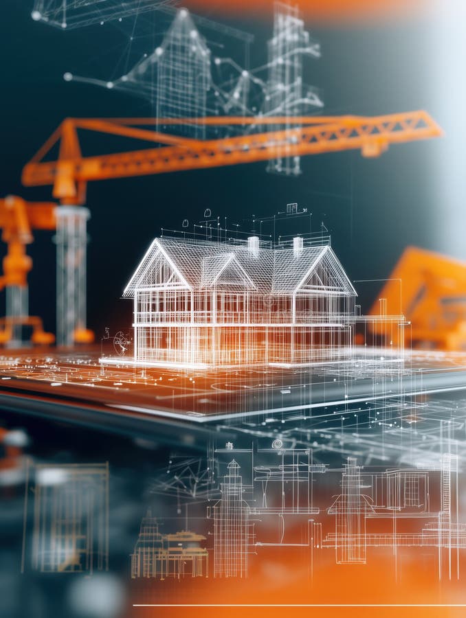 Abstract Architecture Wireframe House Home Design Blueprint Stock ...