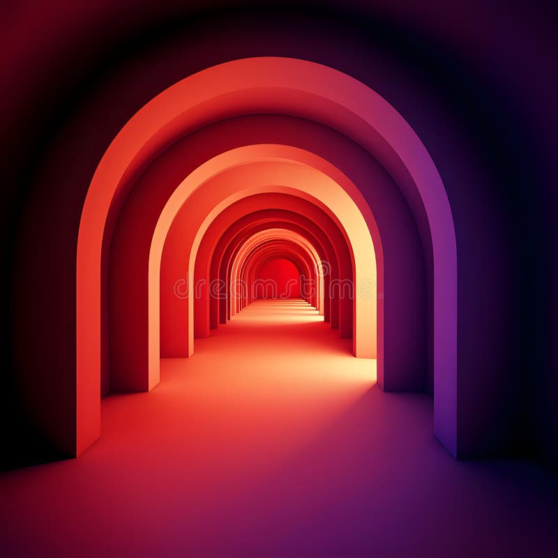 Abstract Archway Corridor Pathway Perspective Generated Using AI. Stock ...