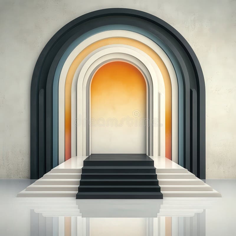 Abstract Archway with Steps and Gradient Background. Stock Illustration ...